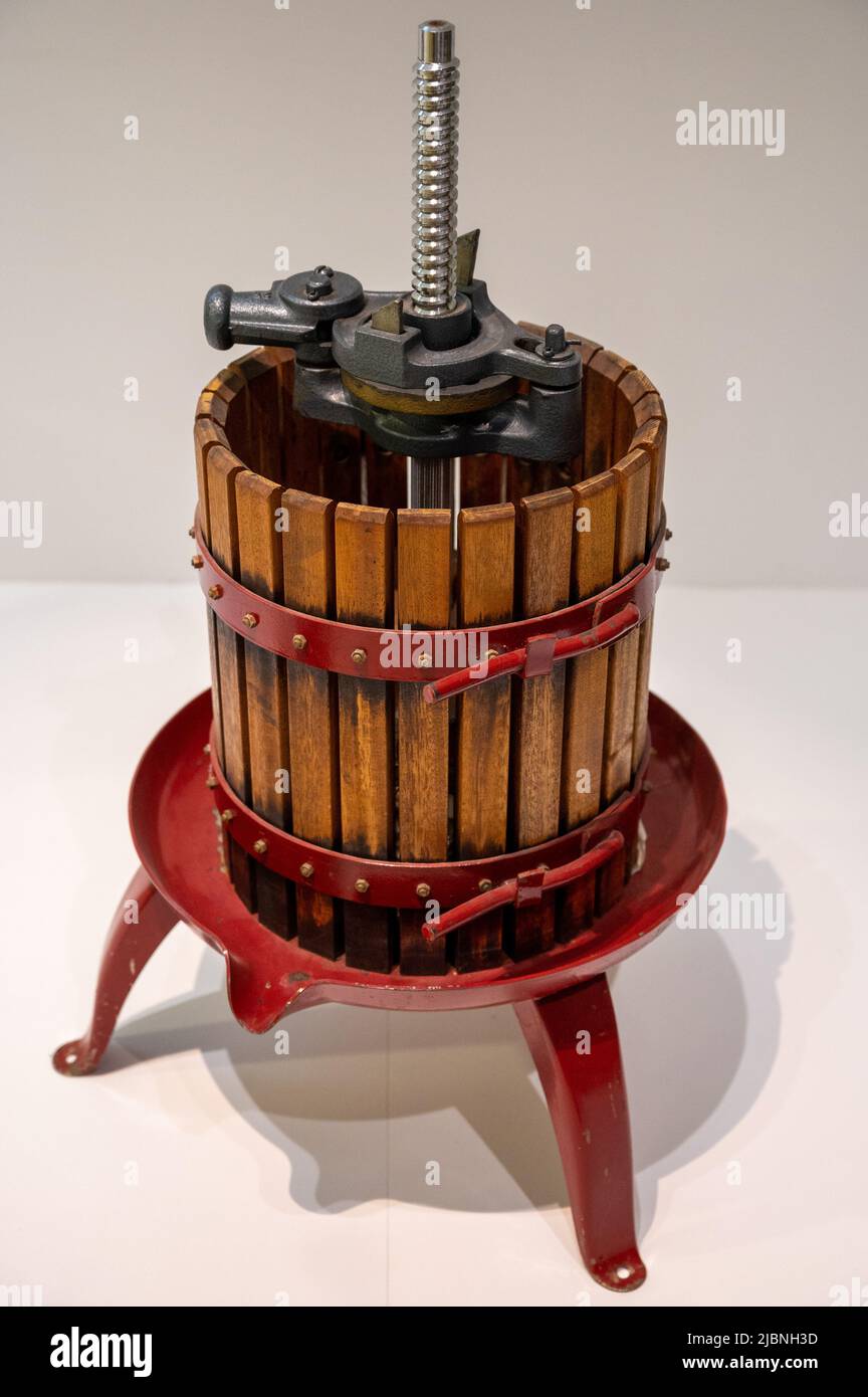 Vintage manual iron press machine for making fresh berry juices ...