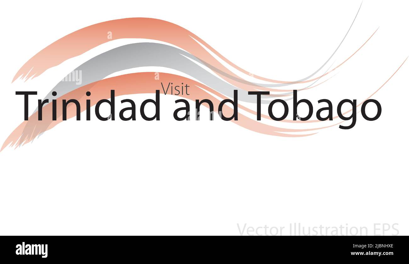 the slogan visit Trinidad and Tobago with curved waves in watercolor ...