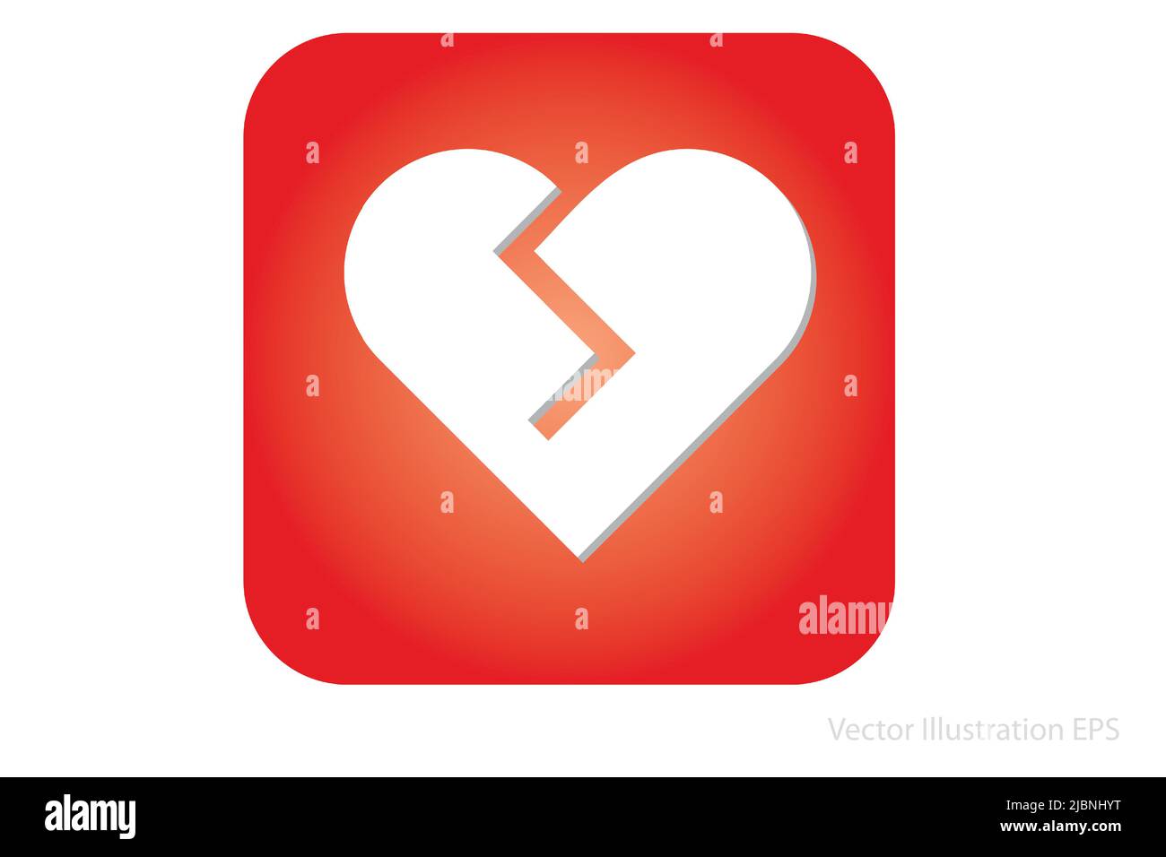 white broken heart icon as template for lost love or cardiac problems ...