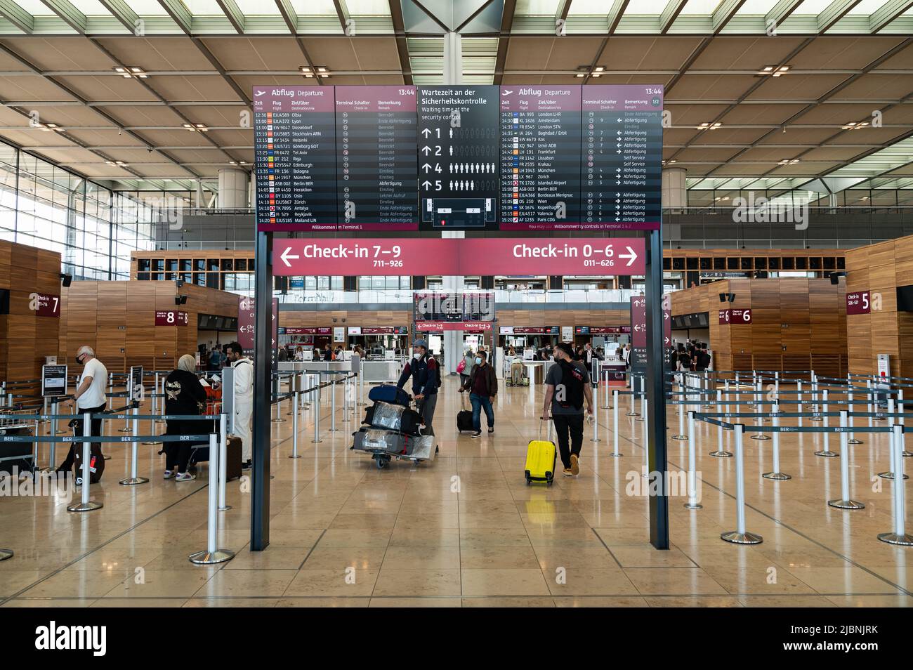 03.06.2022, Berlin, Germany, Europe - Interior view shows air travelers ...