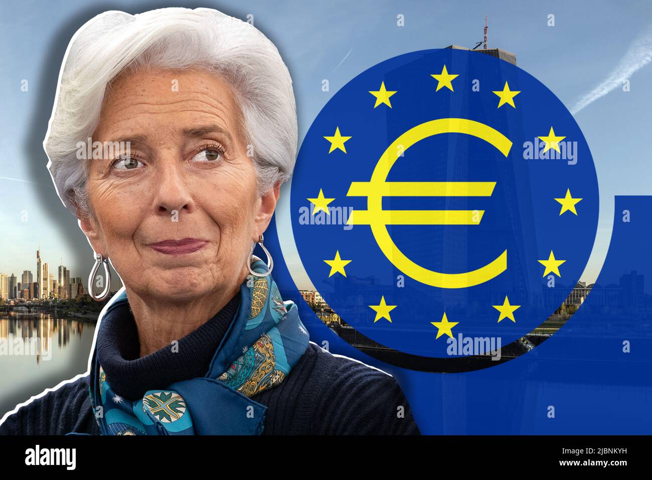 Christine Lagarde and logo of the European Central Bank Stock Photo - Alamy