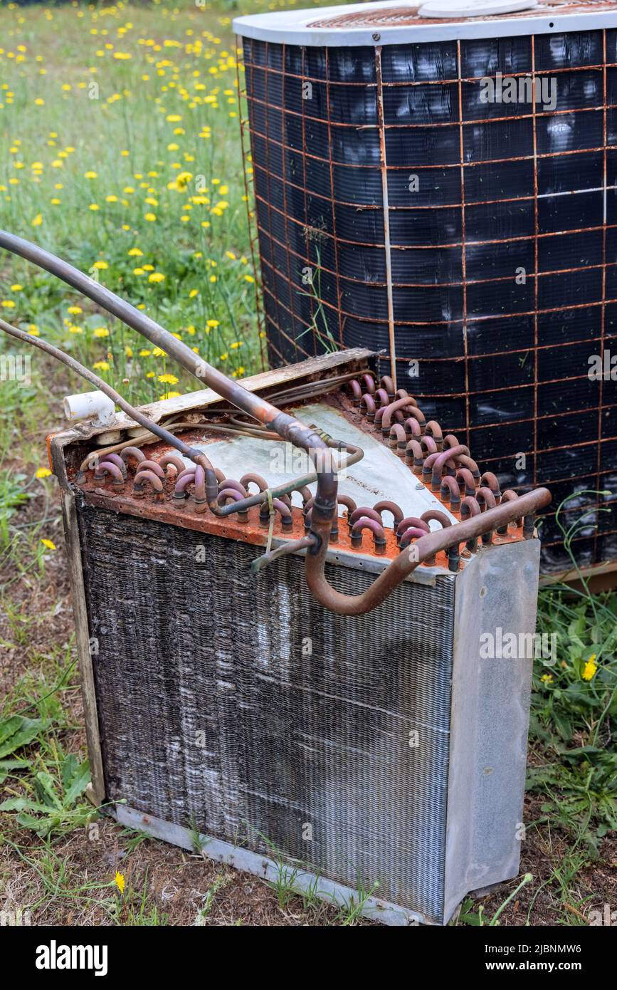 Air conditioner old inside circuit system Stock Photo - Alamy