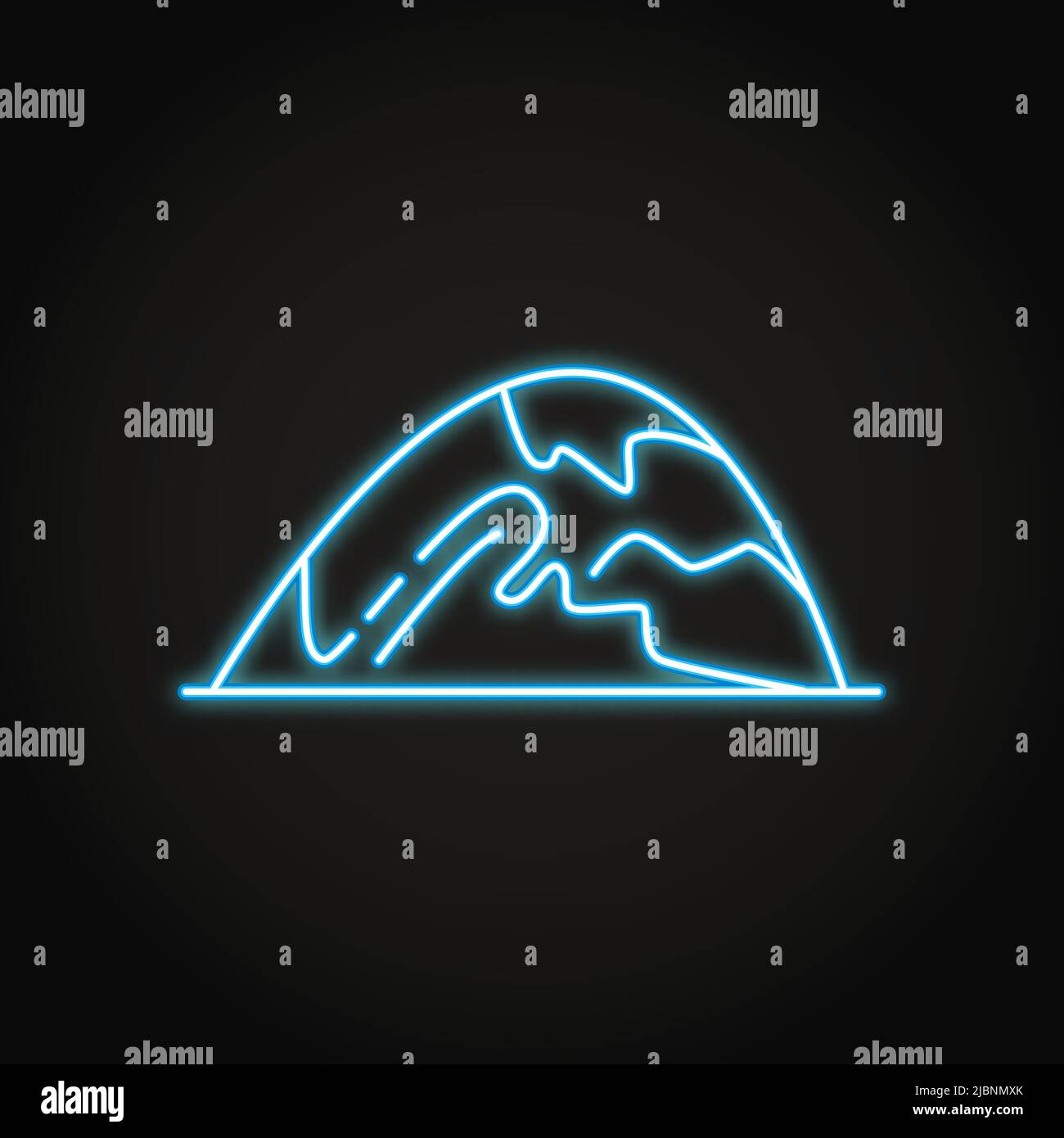 Cliff with sharp ledges icon in thin line style. High mountain peak ...