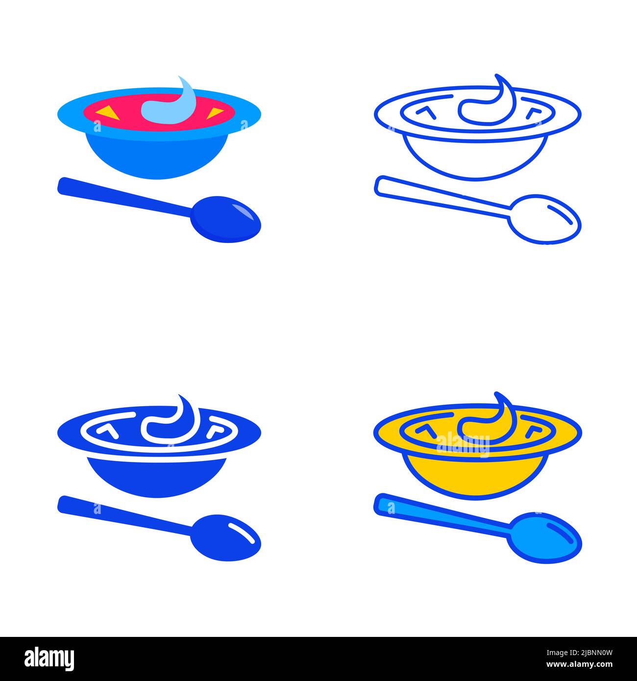 Borscht icon set in flat and line style. Beetroot traditional soup ...