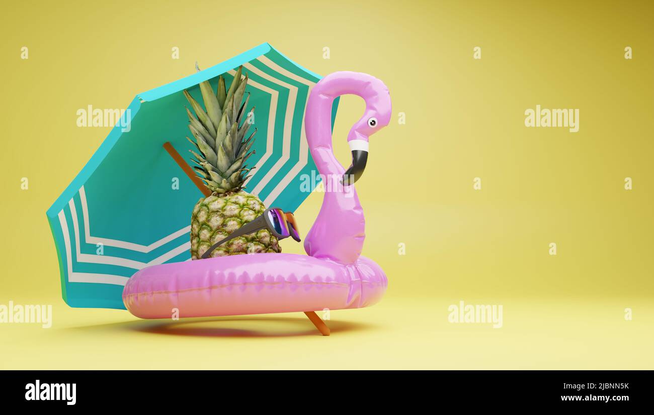 Image of a pink flamingo-shaped float ideal for summer while on ...