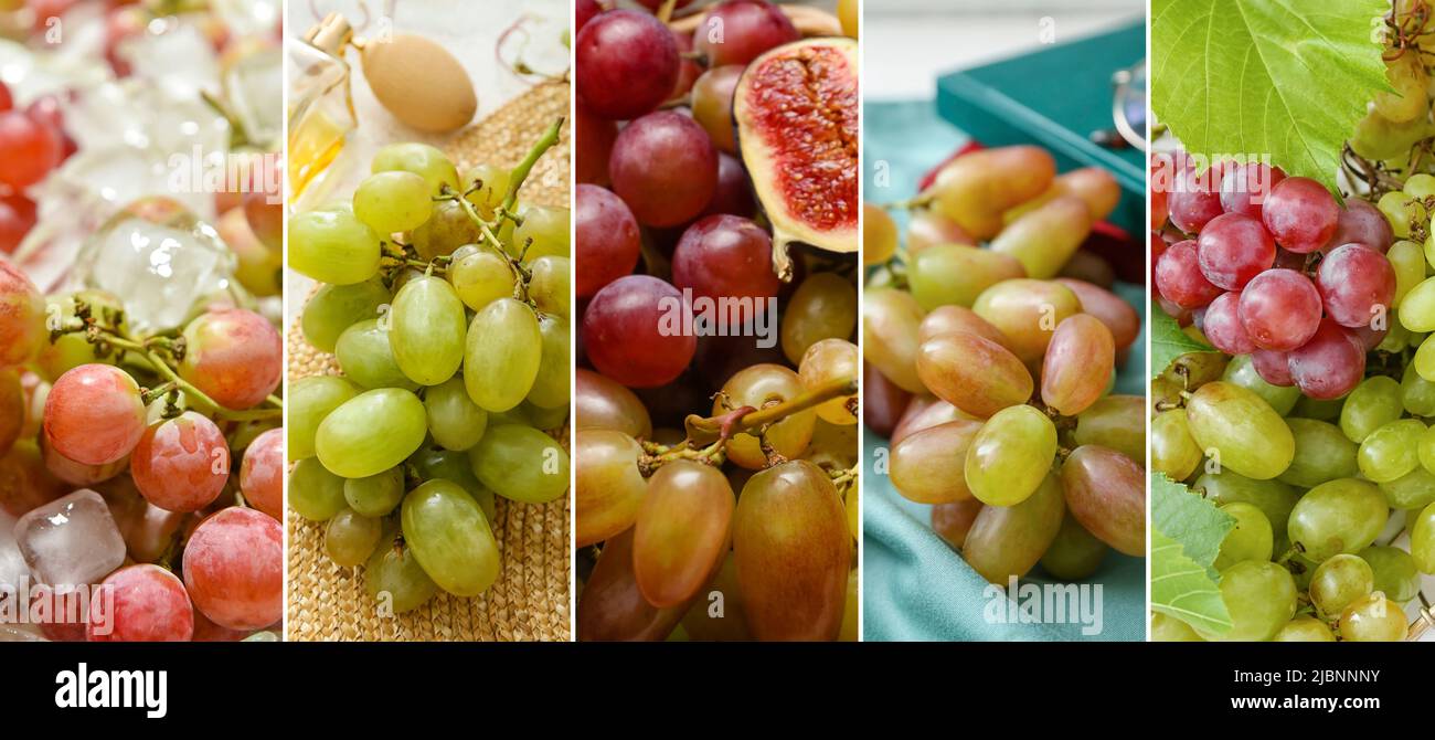 Collage with fresh ripe grapes Stock Photo - Alamy