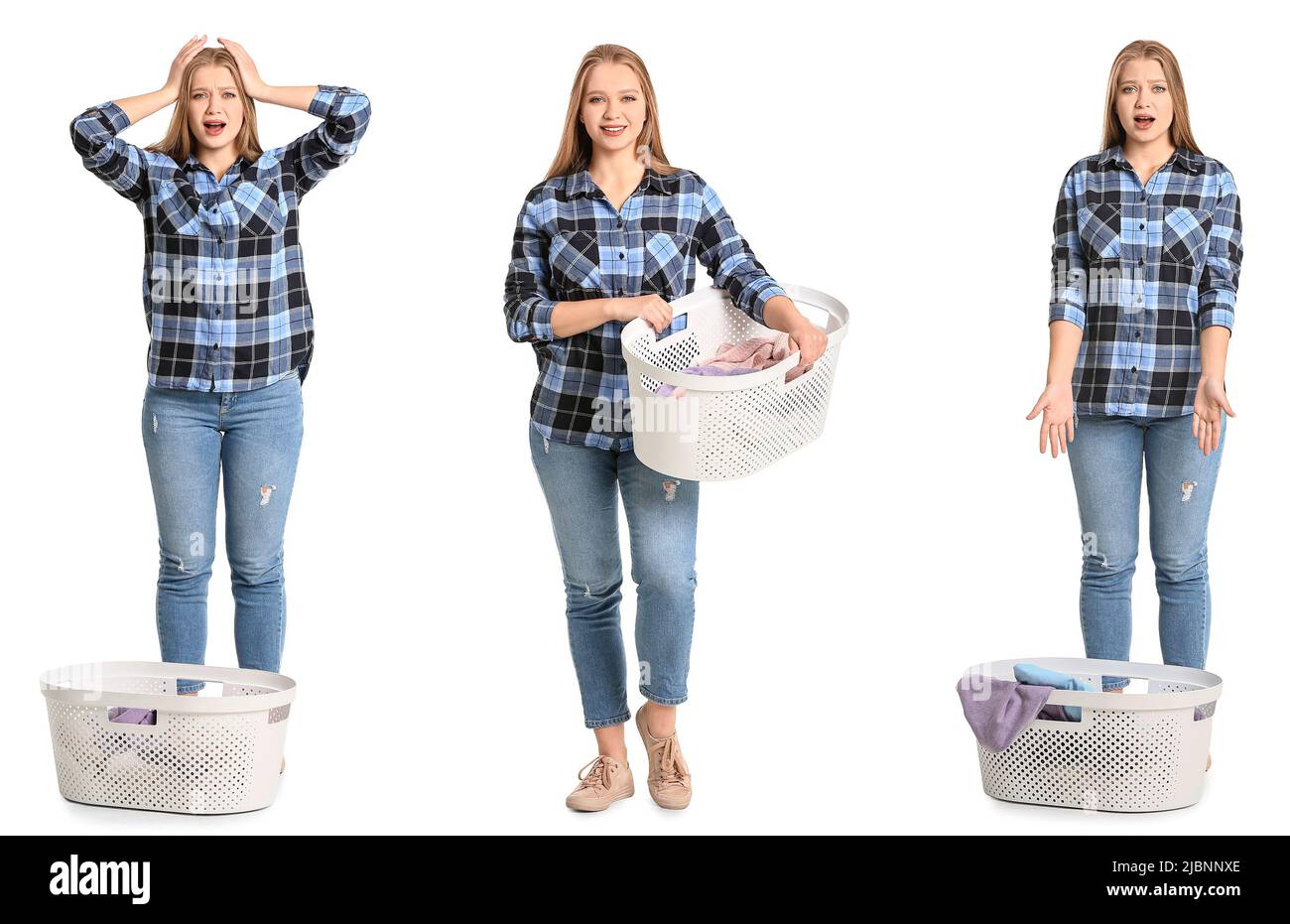 Laundry day woman wicker hi-res stock photography and images - Alamy