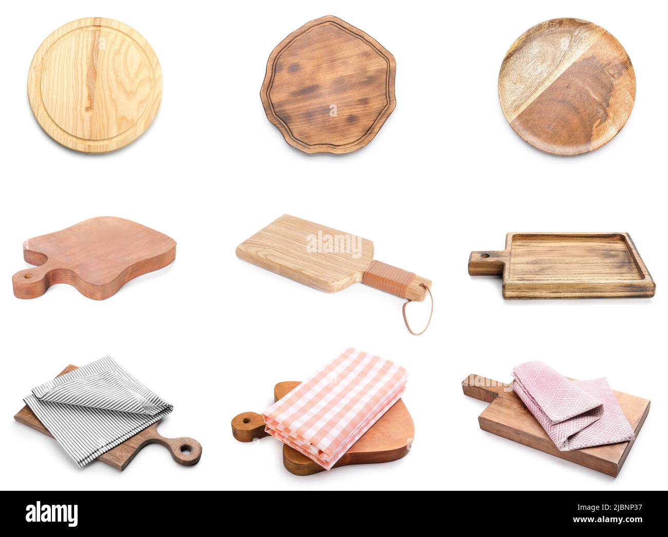 Set of many wooden boards on white background Stock Photo - Alamy