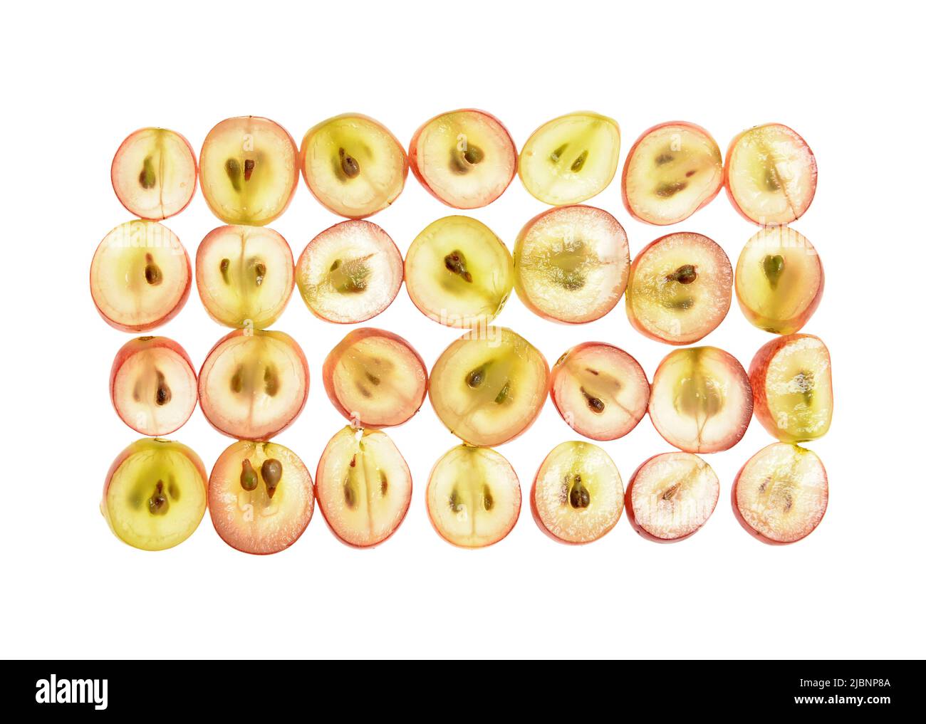 Ripe cut grapes on white background Stock Photo - Alamy