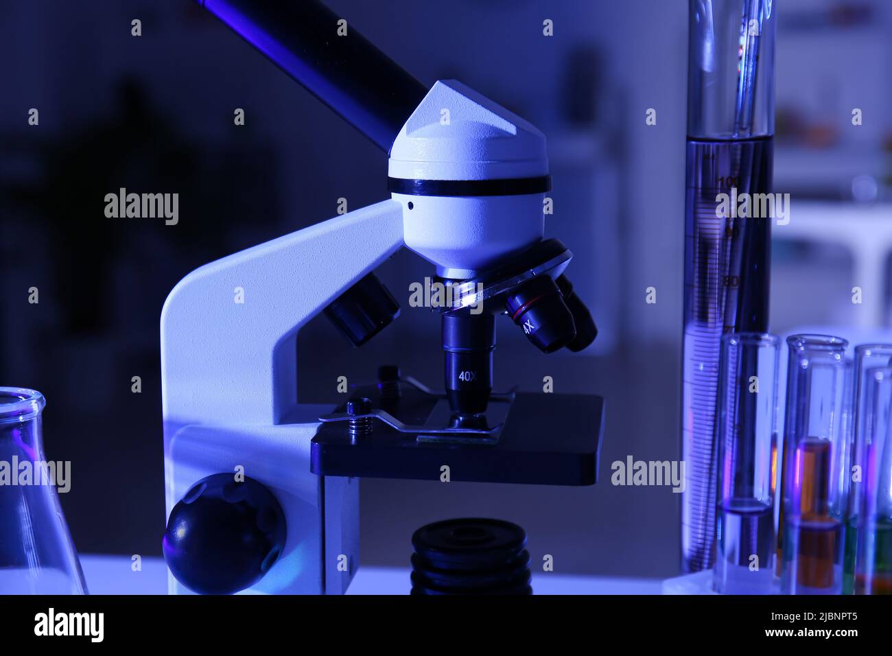 Modern microscope in medical laboratory, closeup Stock Photo - Alamy