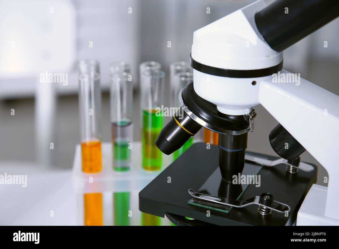 Modern microscope in medical laboratory, closeup Stock Photo - Alamy