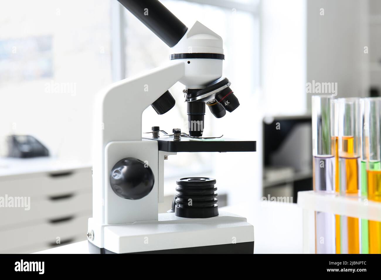 Modern microscope in medical laboratory, closeup Stock Photo - Alamy