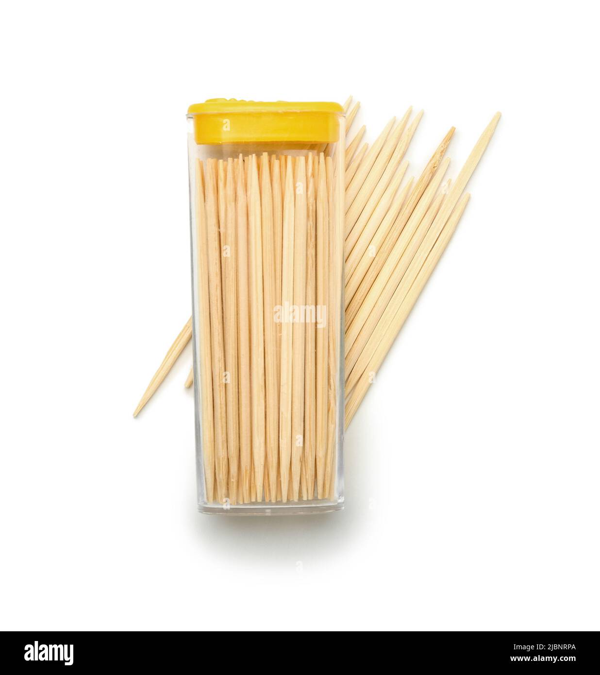 Box with toothpicks on white background Stock Photo - Alamy