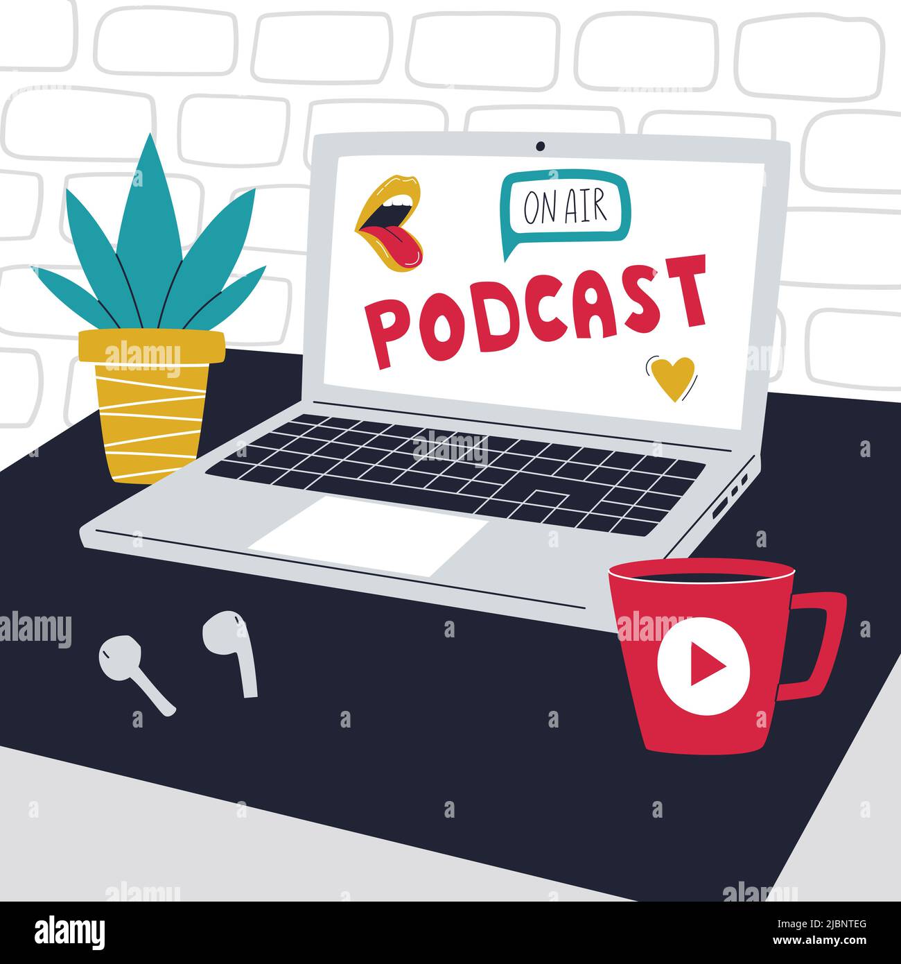 Wireless headphones laptop Stock Vector Images - Alamy