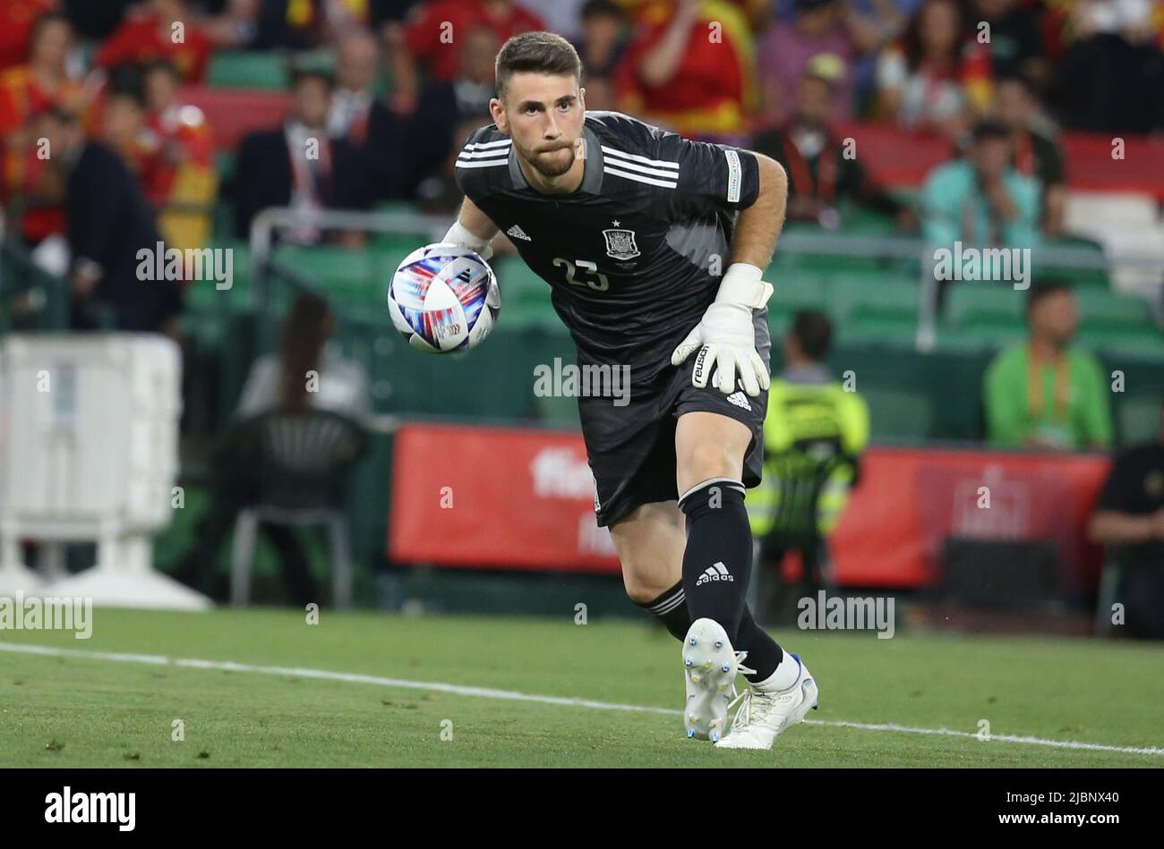 Unai Simon of Spain during the UEFA Nations League, League A - Group A2 ...