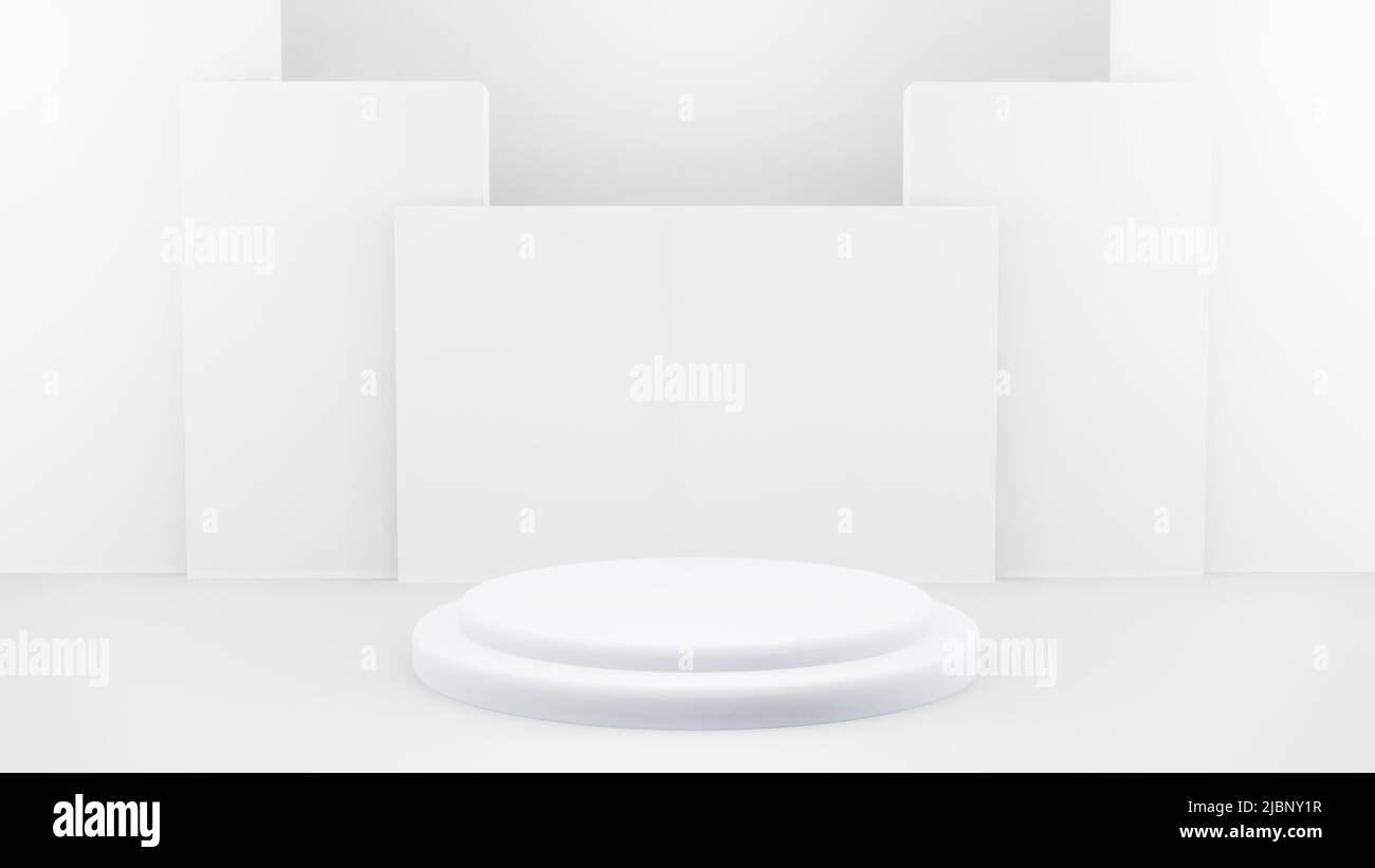 Podium in abstract white composition for product presentation, 3d ...