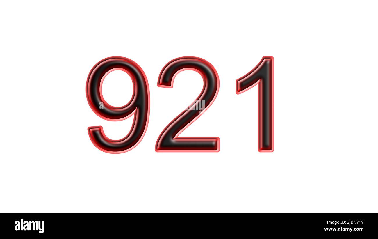 red 921 number 3d effect white background Stock Photo - Alamy