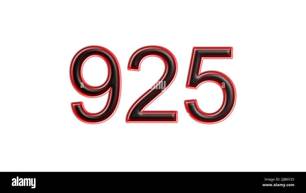red 925 number 3d effect white background Stock Photo - Alamy