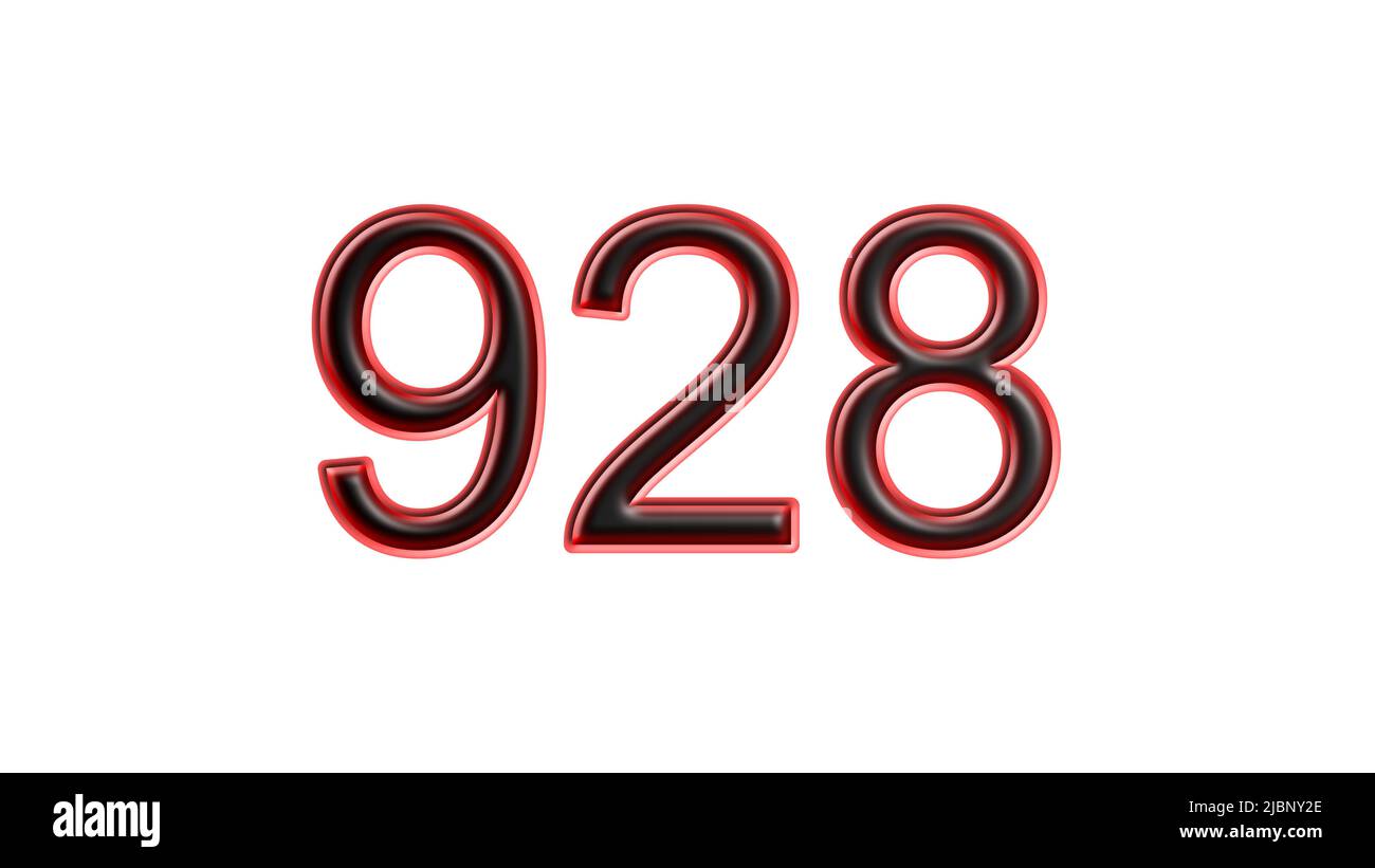 red 928 number 3d effect white background Stock Photo - Alamy