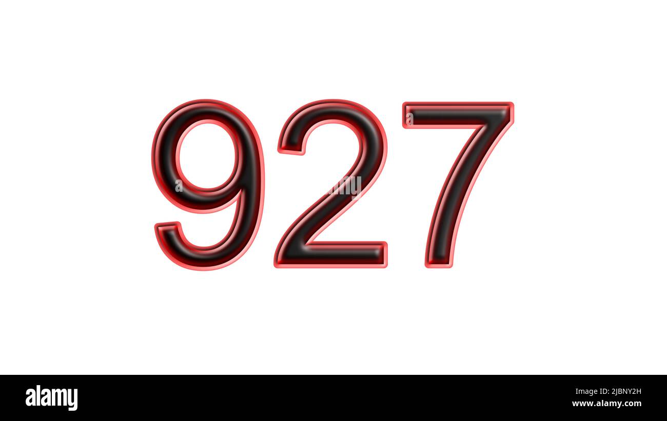 red 927 number 3d effect white background Stock Photo - Alamy