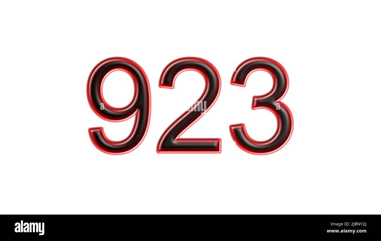 red 923 number 3d effect white background Stock Photo - Alamy
