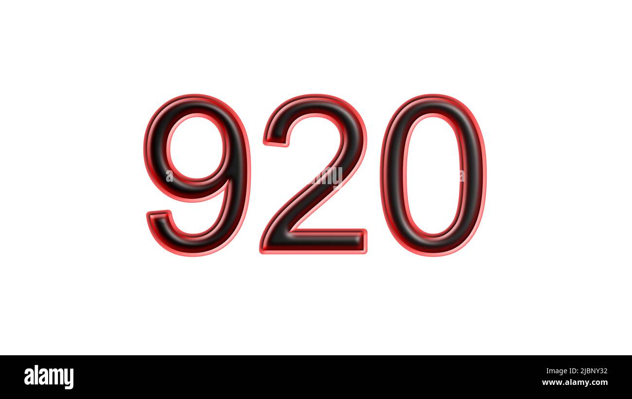 red 920 number 3d effect white background Stock Photo - Alamy