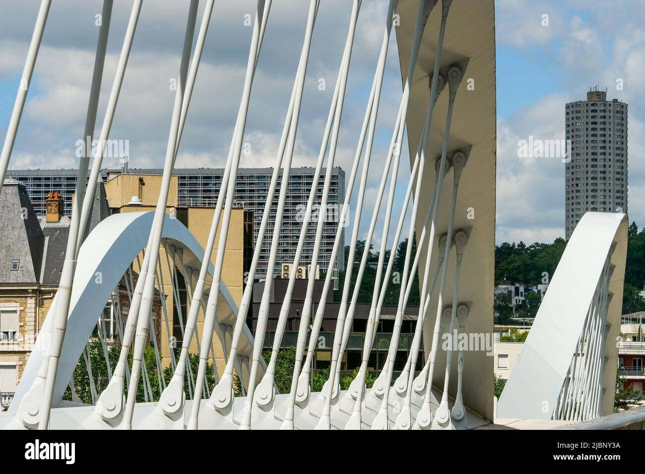 Schuman bridge and Panoramic Tower of la Duchère, Vaise district, Lyon ...