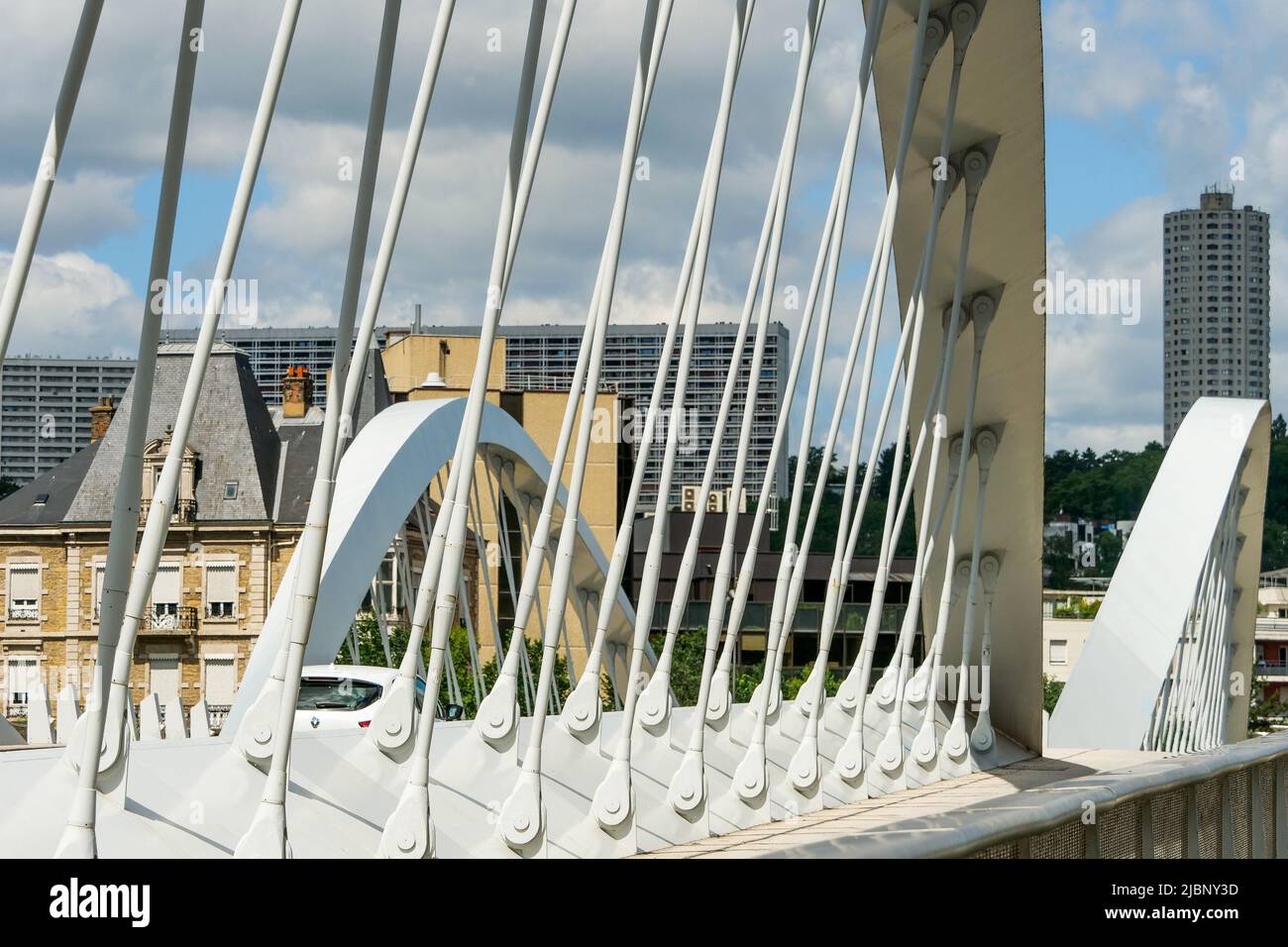 Schuman bridge and Panoramic Tower of la Duchère, Vaise district, Lyon ...