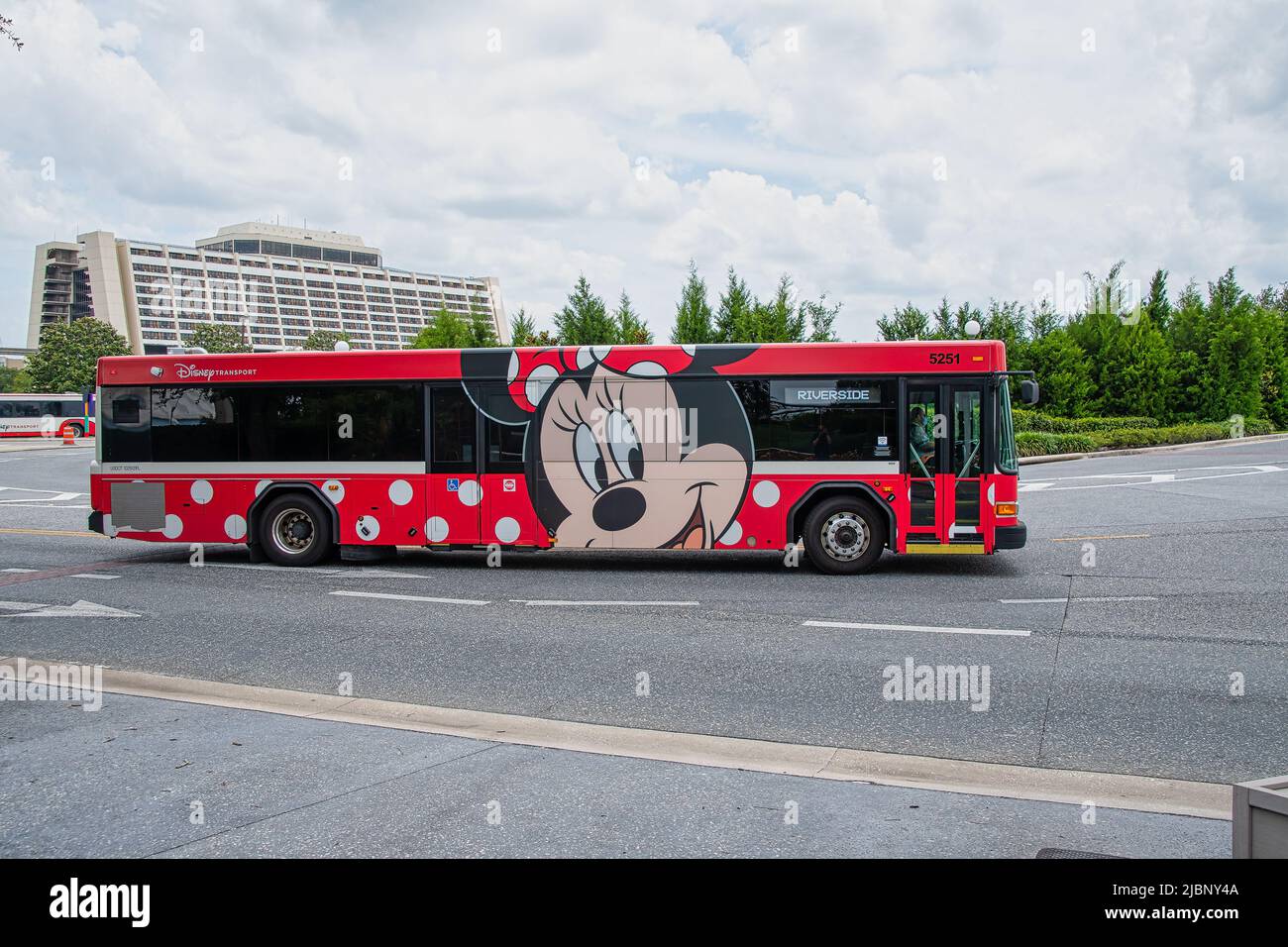 Disney Transport themed bus with Minnie Mouse used to transport guests ...