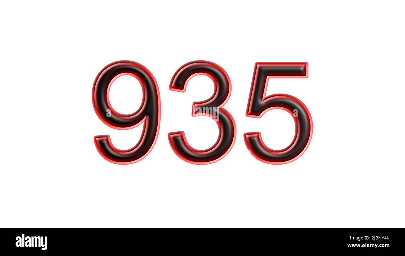 red 935 number 3d effect white background Stock Photo - Alamy