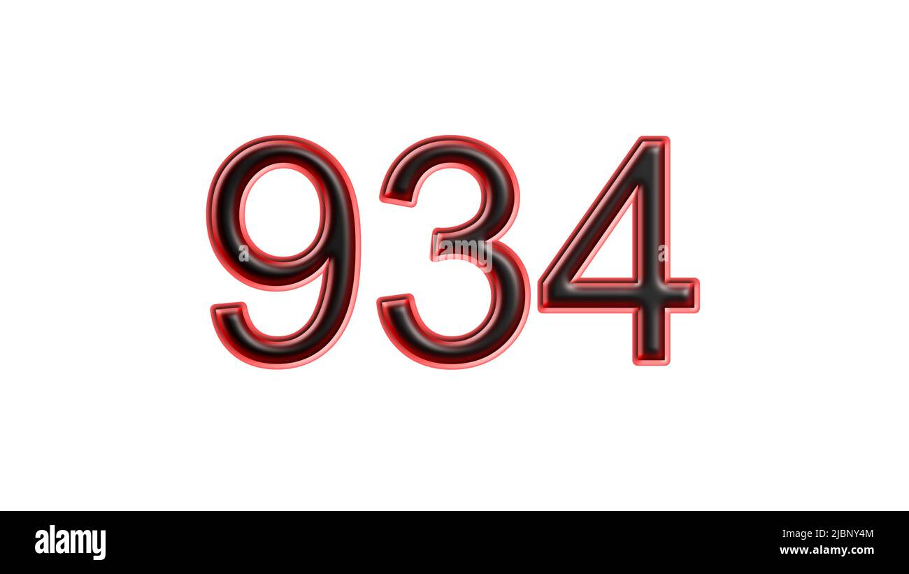 red 934 number 3d effect white background Stock Photo - Alamy