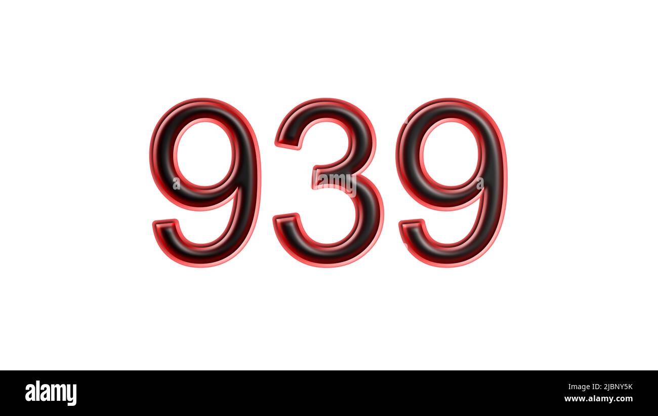 red 939 number 3d effect white background Stock Photo - Alamy