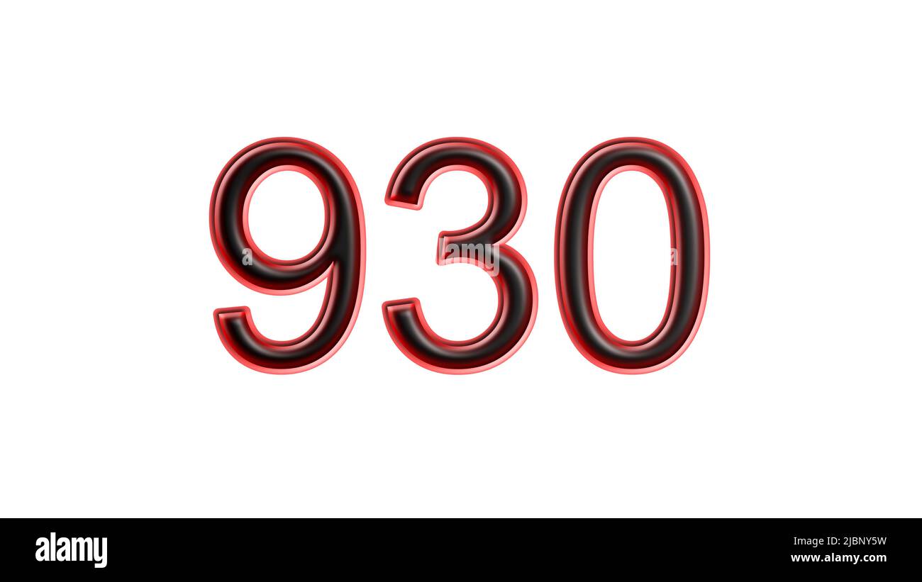 red 930 number 3d effect white background Stock Photo - Alamy