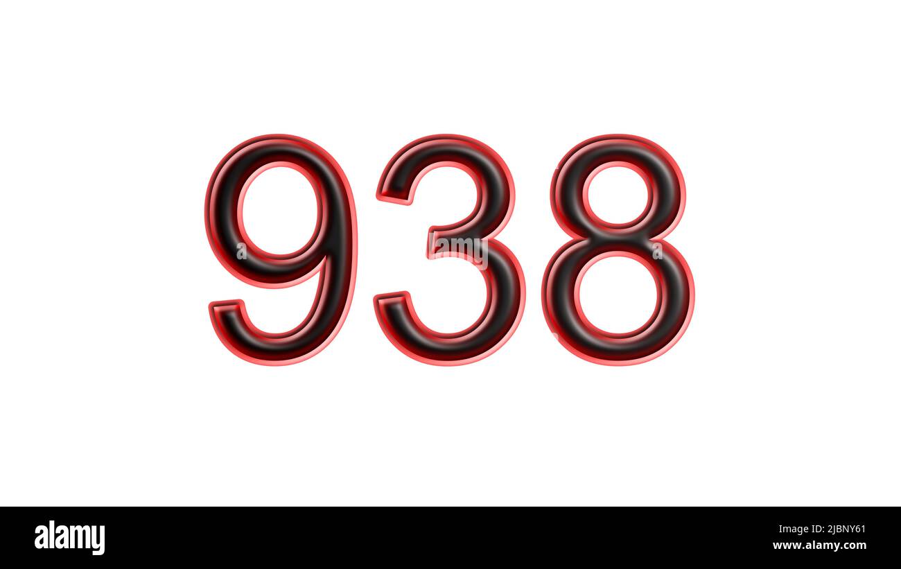 red 938 number 3d effect white background Stock Photo - Alamy