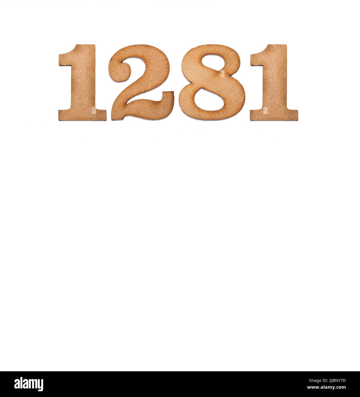 Number 1281 in wood, isolated on white background Stock Photo - Alamy