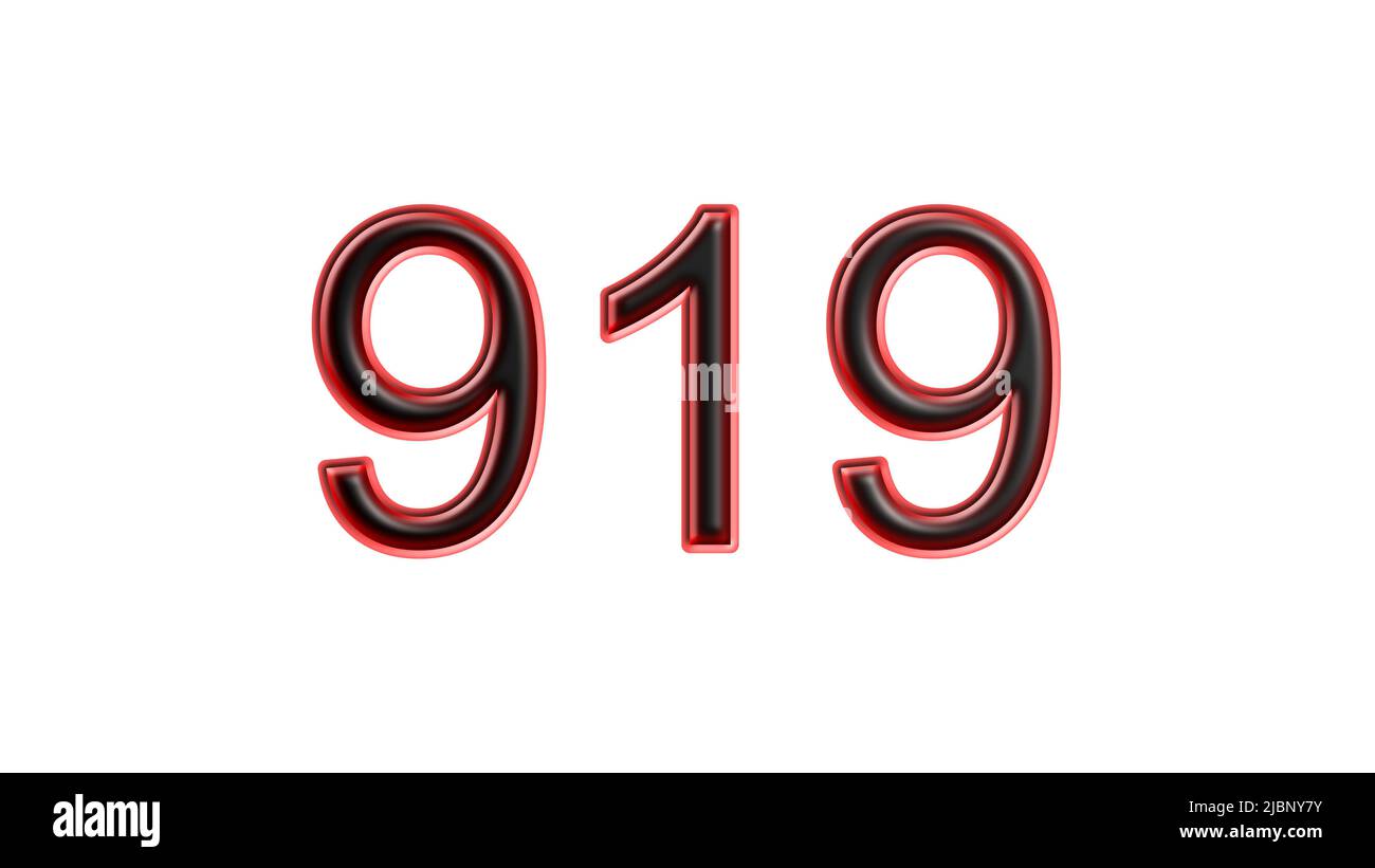 red 919 number 3d effect white background Stock Photo - Alamy