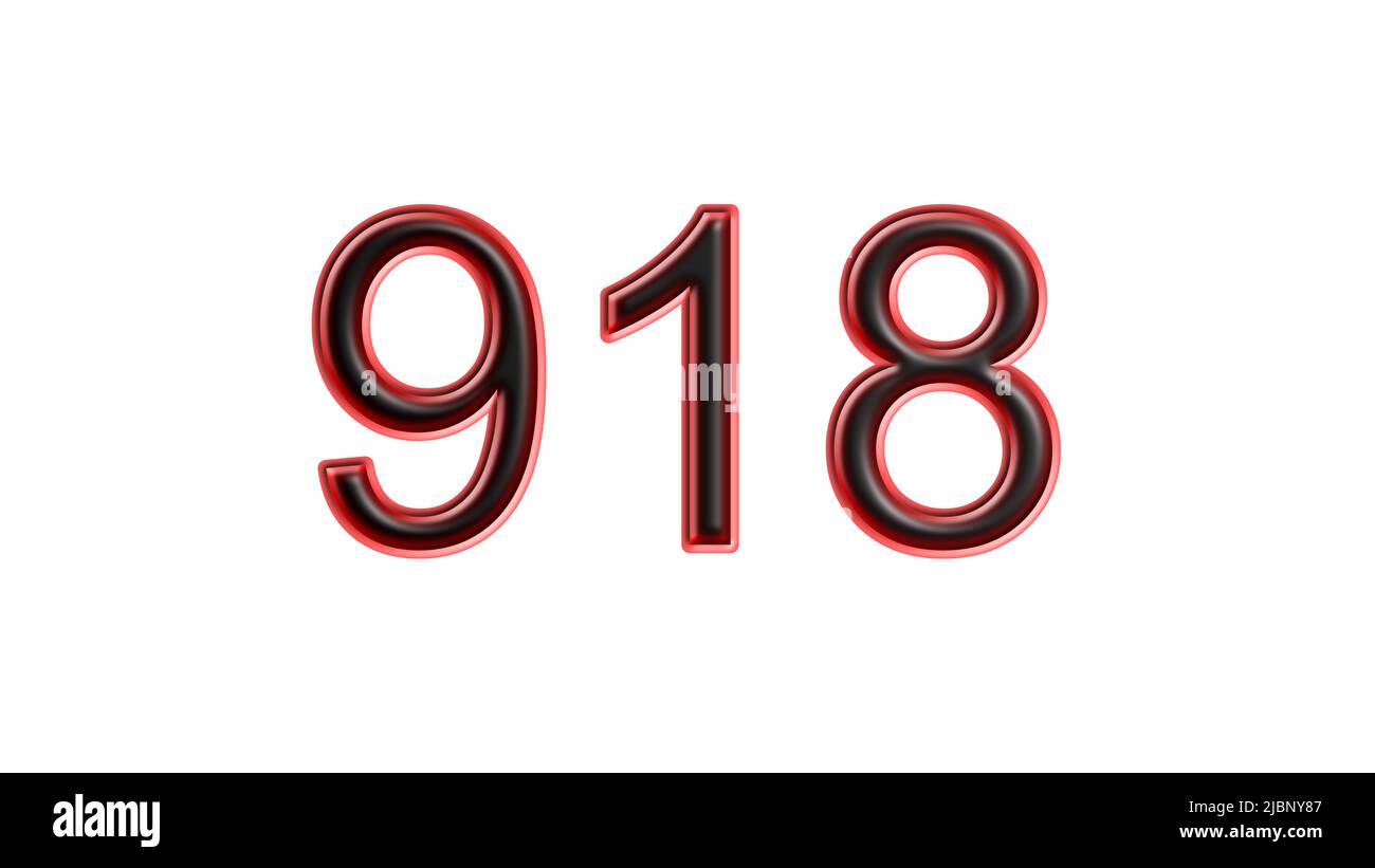 red 918 number 3d effect white background Stock Photo - Alamy