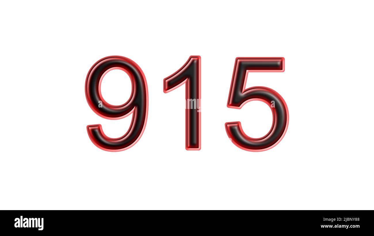 red 915 number 3d effect white background Stock Photo - Alamy