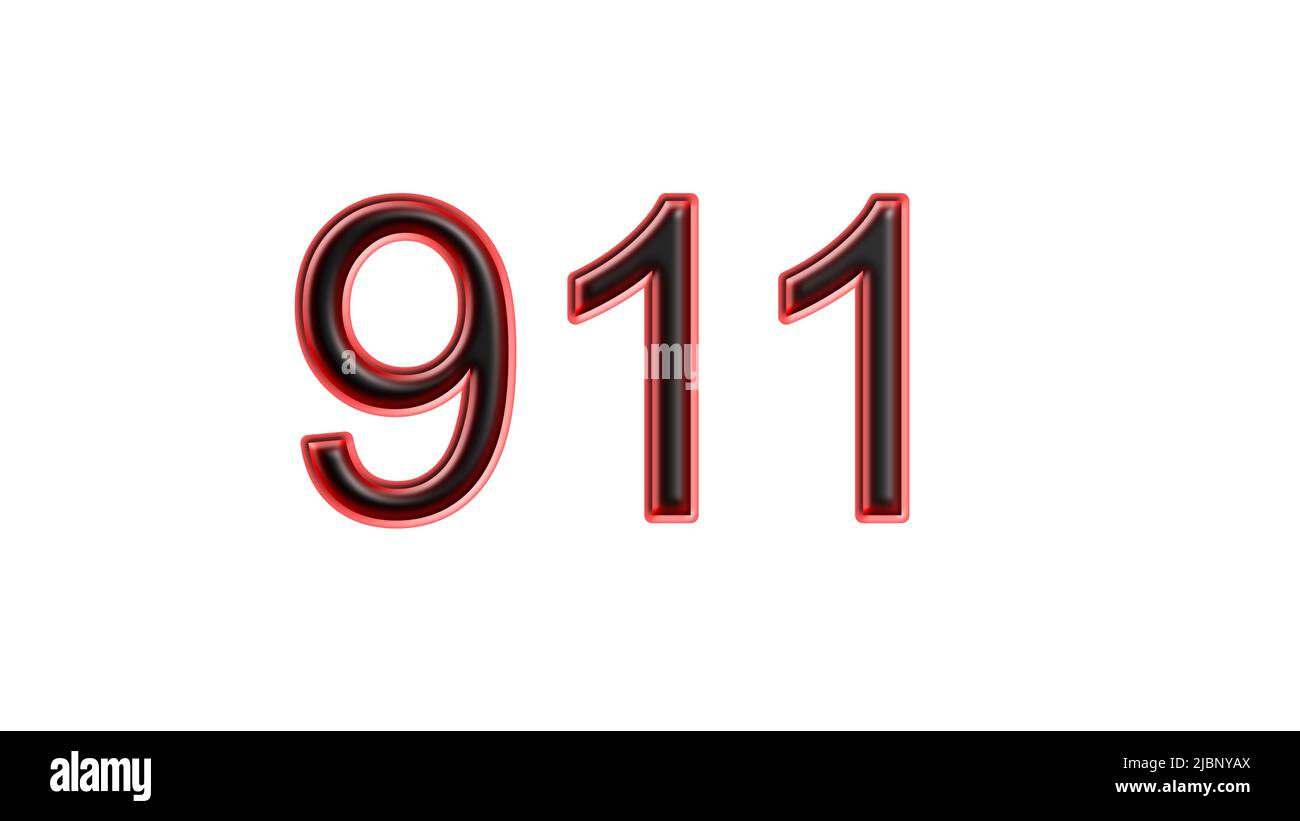 red 911 number 3d effect white background Stock Photo - Alamy