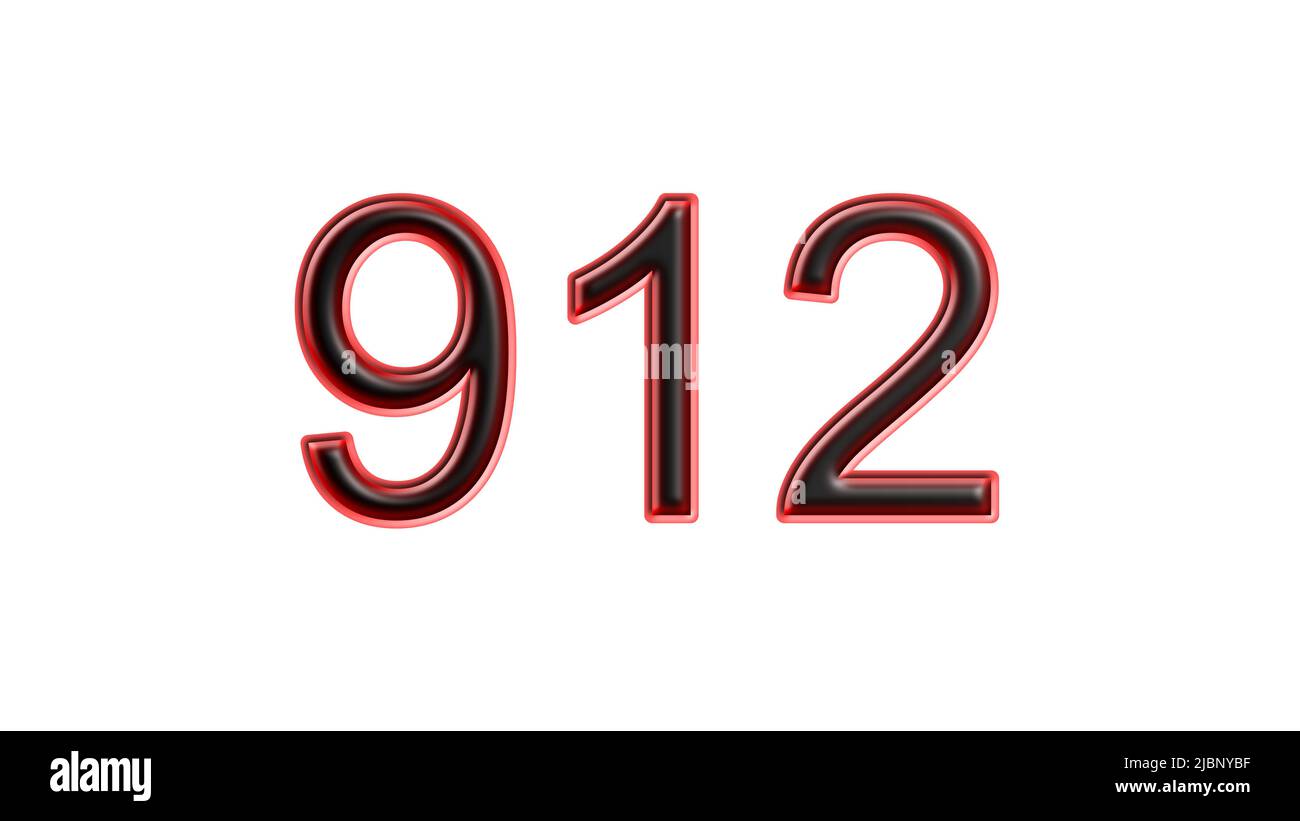 red 912 number 3d effect white background Stock Photo - Alamy