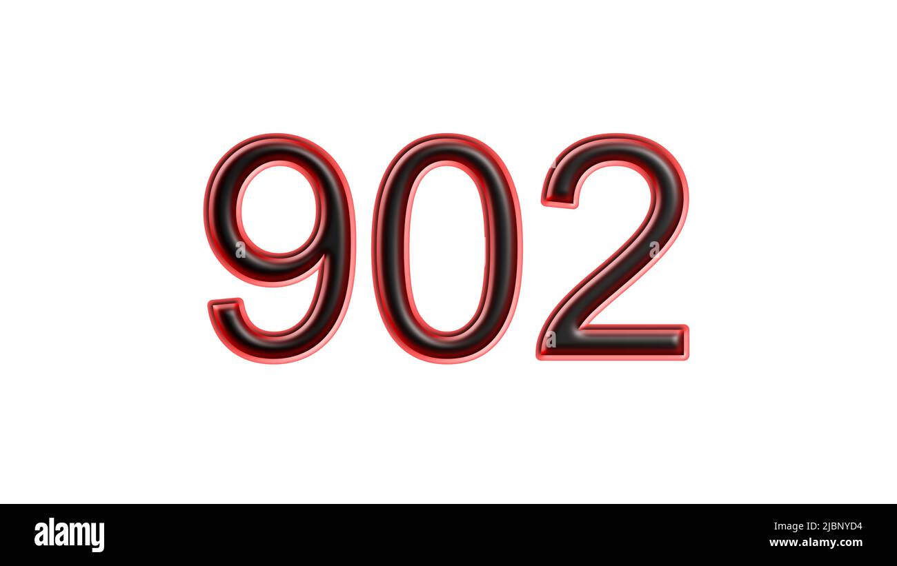 red 902 number 3d effect white background Stock Photo - Alamy
