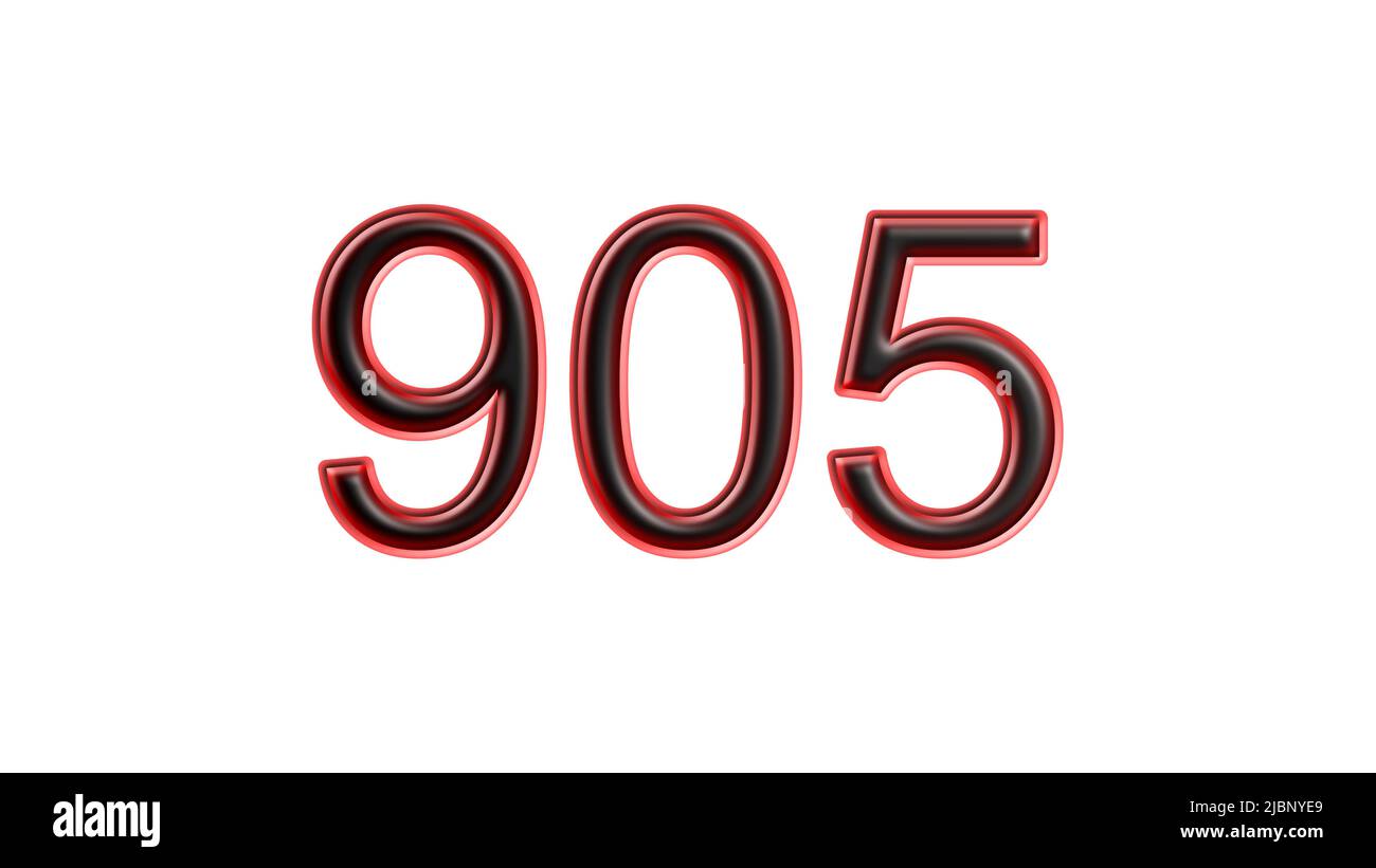 red 905 number 3d effect white background Stock Photo - Alamy