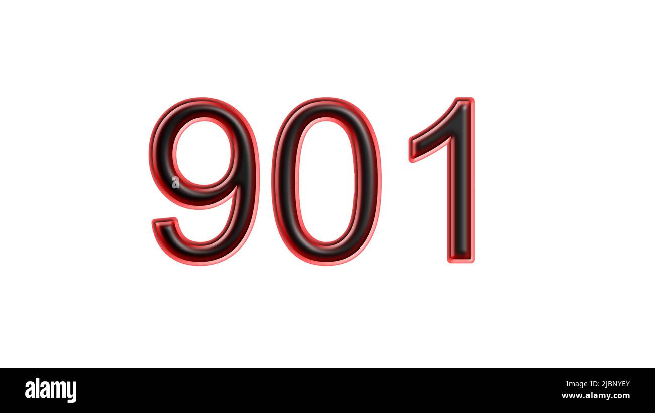 red 901 number 3d effect white background Stock Photo - Alamy