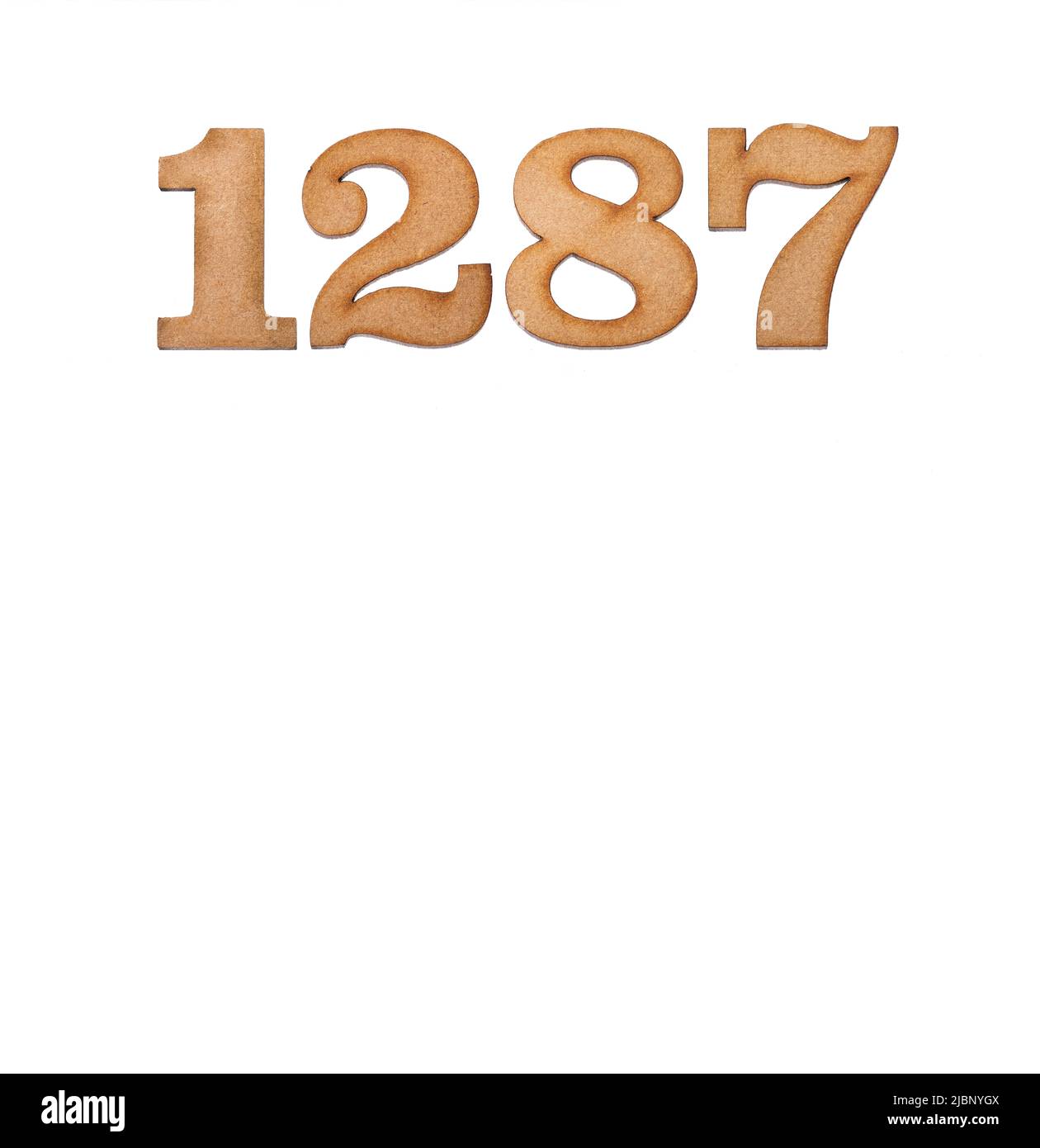 Number 1287 in wood, isolated on white background Stock Photo - Alamy