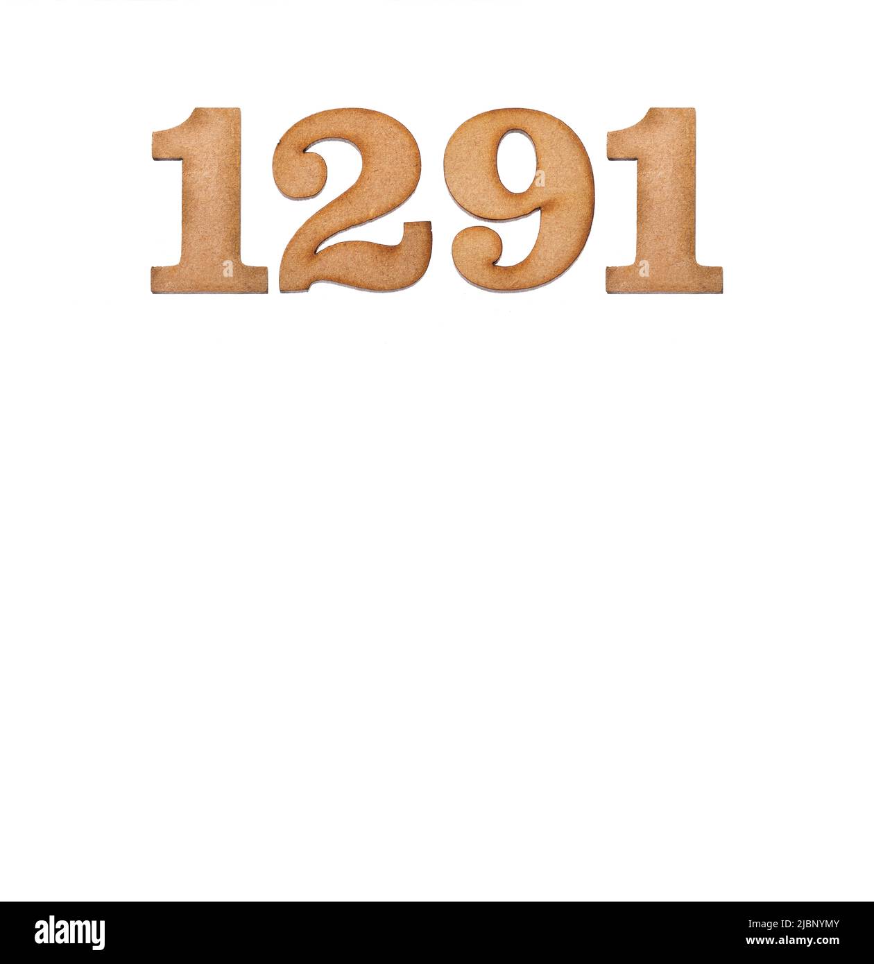 Number 1291 in wood, isolated on white background Stock Photo - Alamy