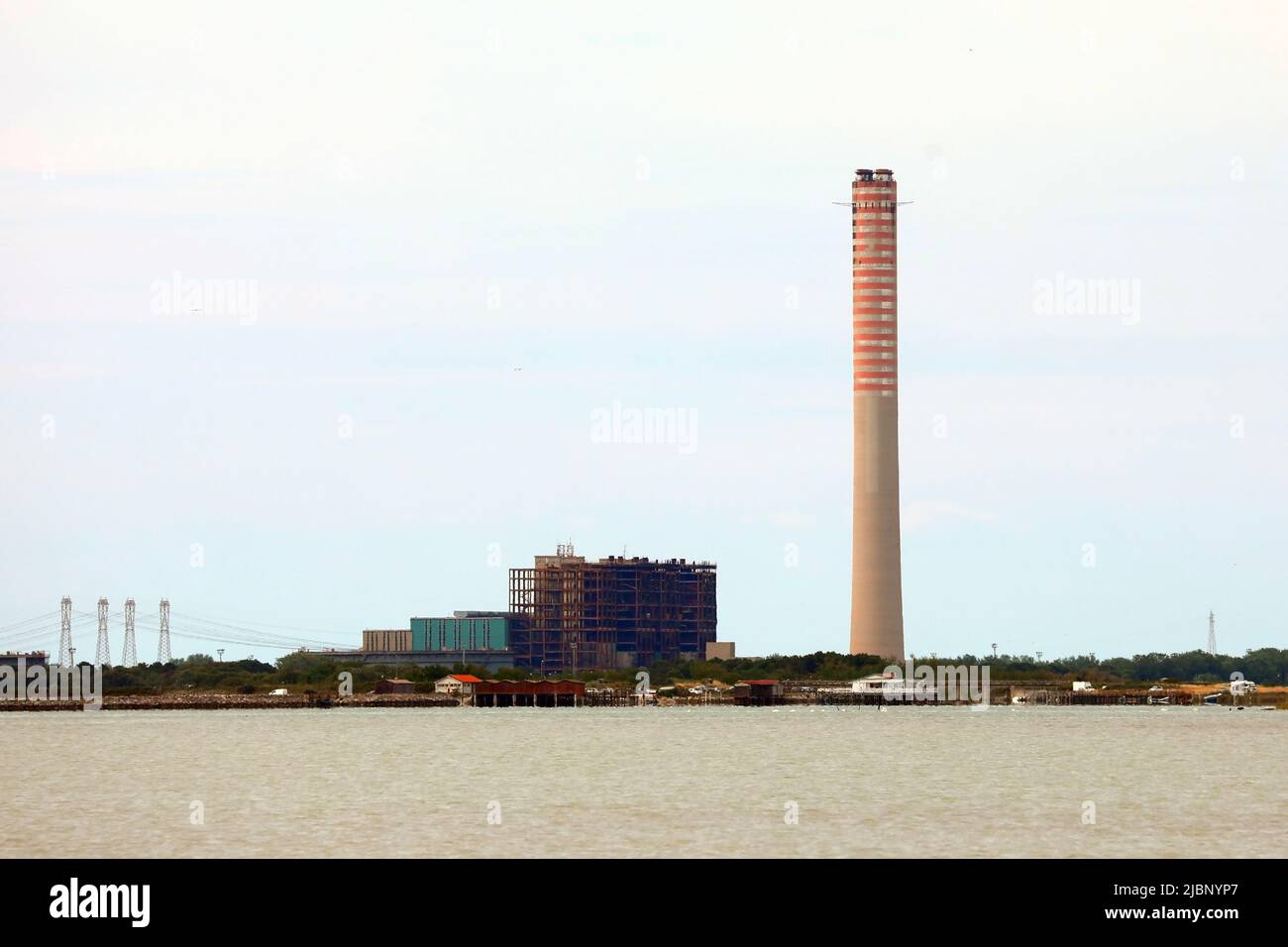 High chimney stack of the Big Thermal power station during improvement ...