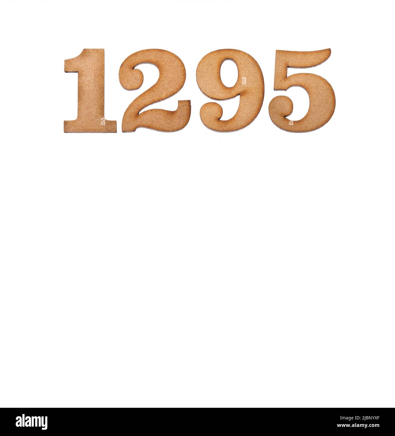Number 1295 in wood, isolated on white background Stock Photo - Alamy