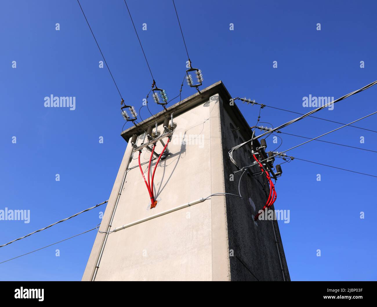 Tall Electrical Substation to transformer Energy in low voltage and ...