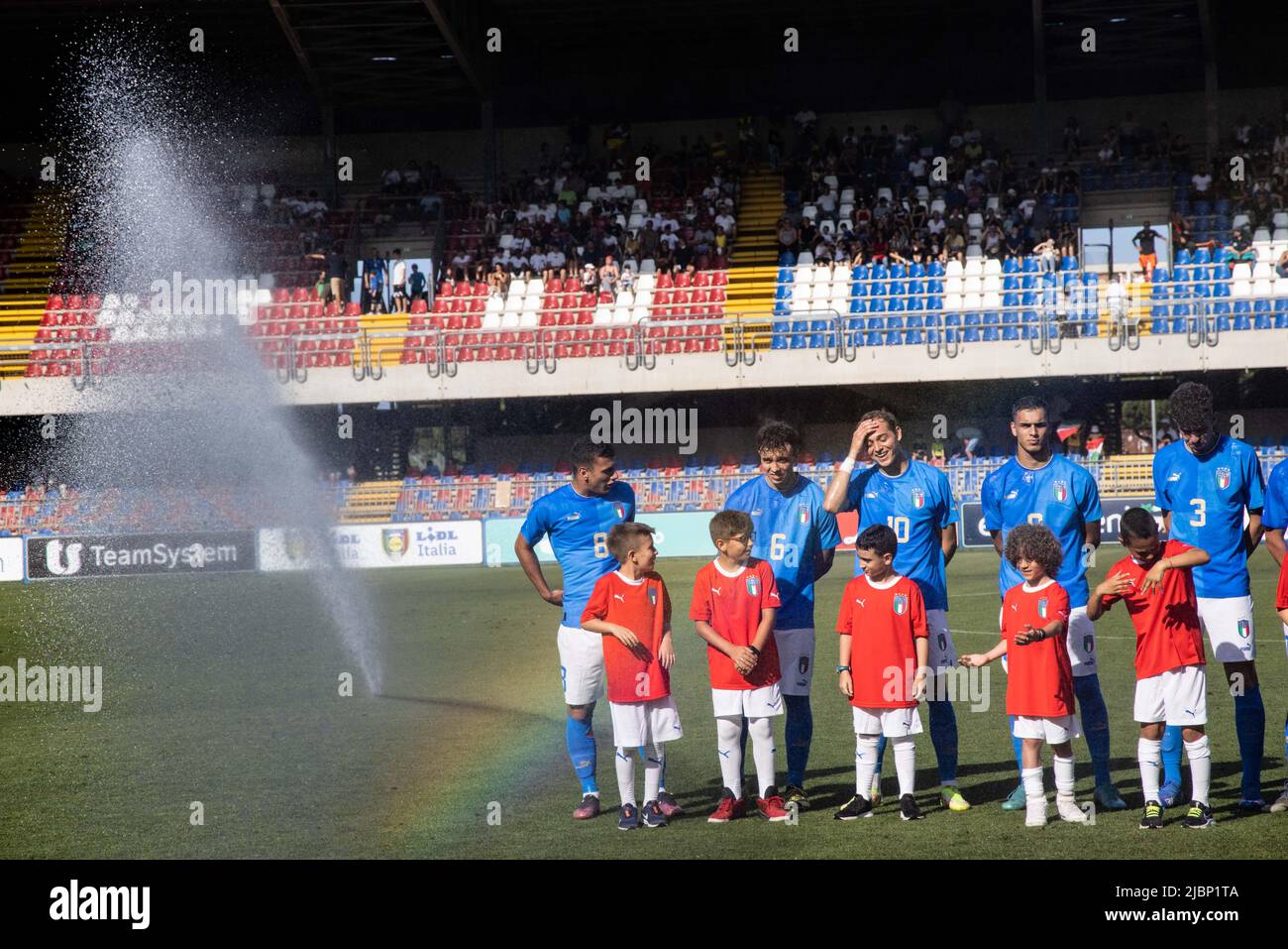 San Benedetto del Tronto, Italy, 07/06/2022, The stadium irrigation ...
