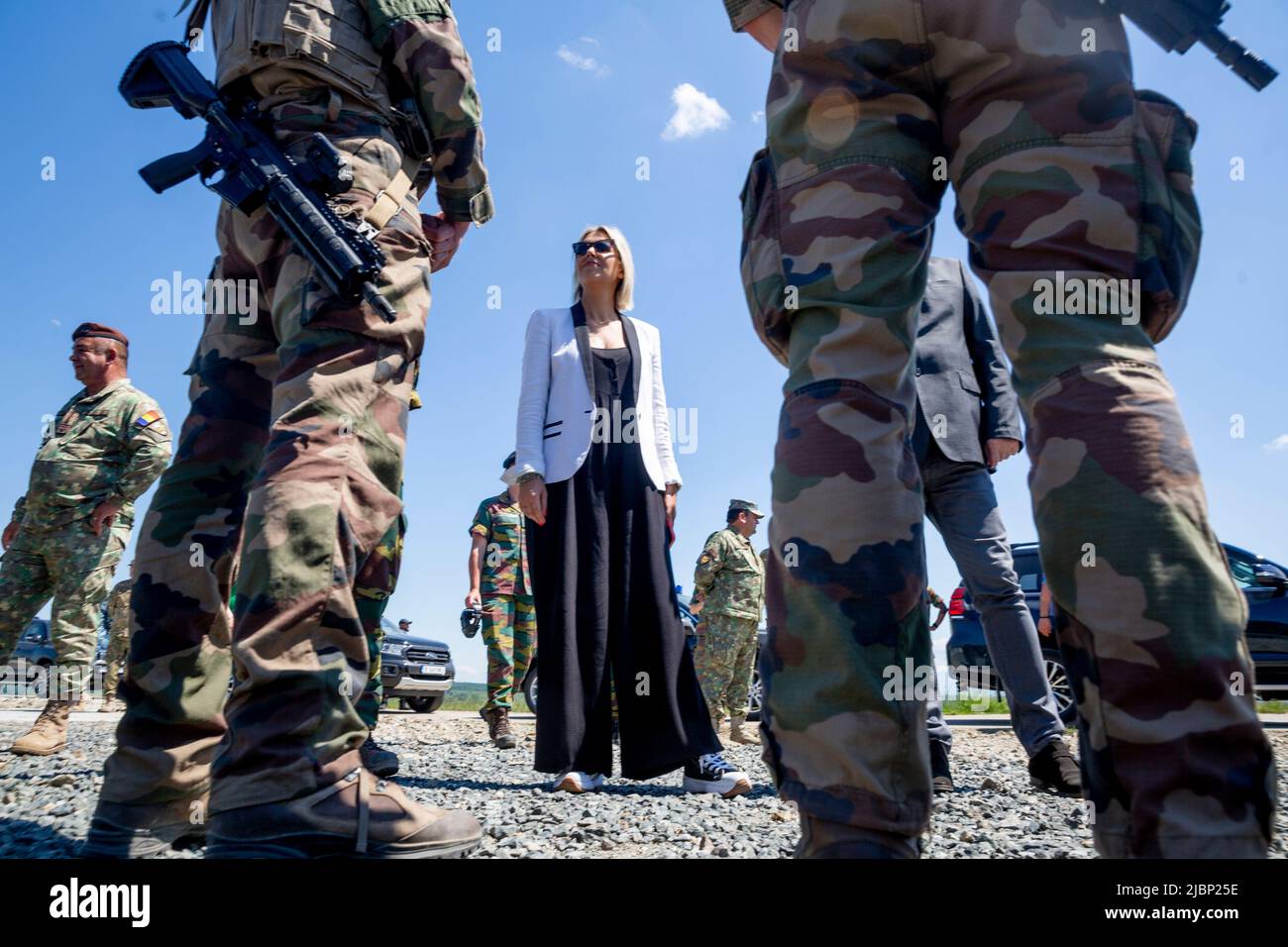 Cincu, Romania , 07 June 2022. Defence minister Ludivine Dedonder ...